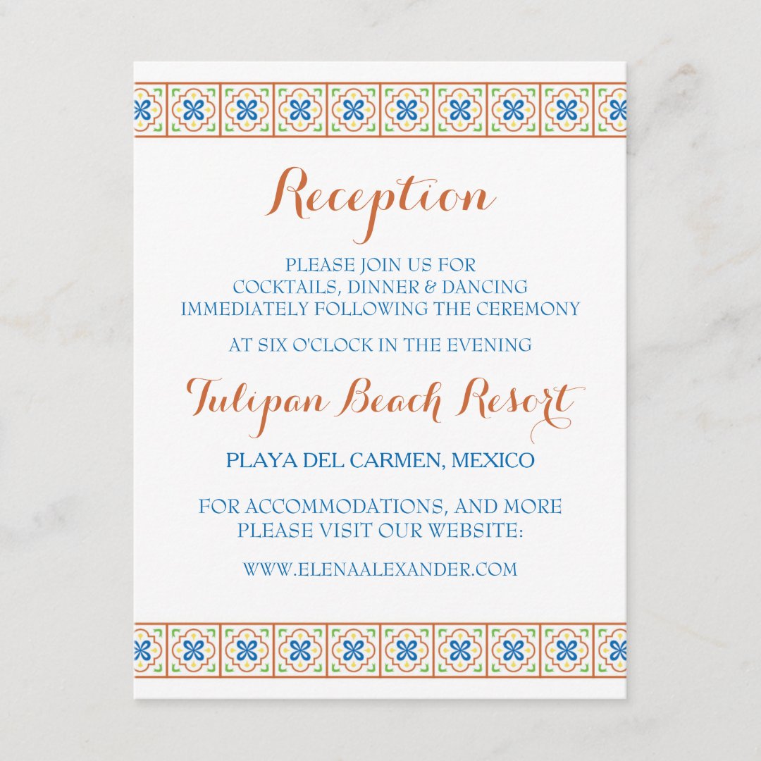 Talavera Spanish Tile Reception Card | Zazzle