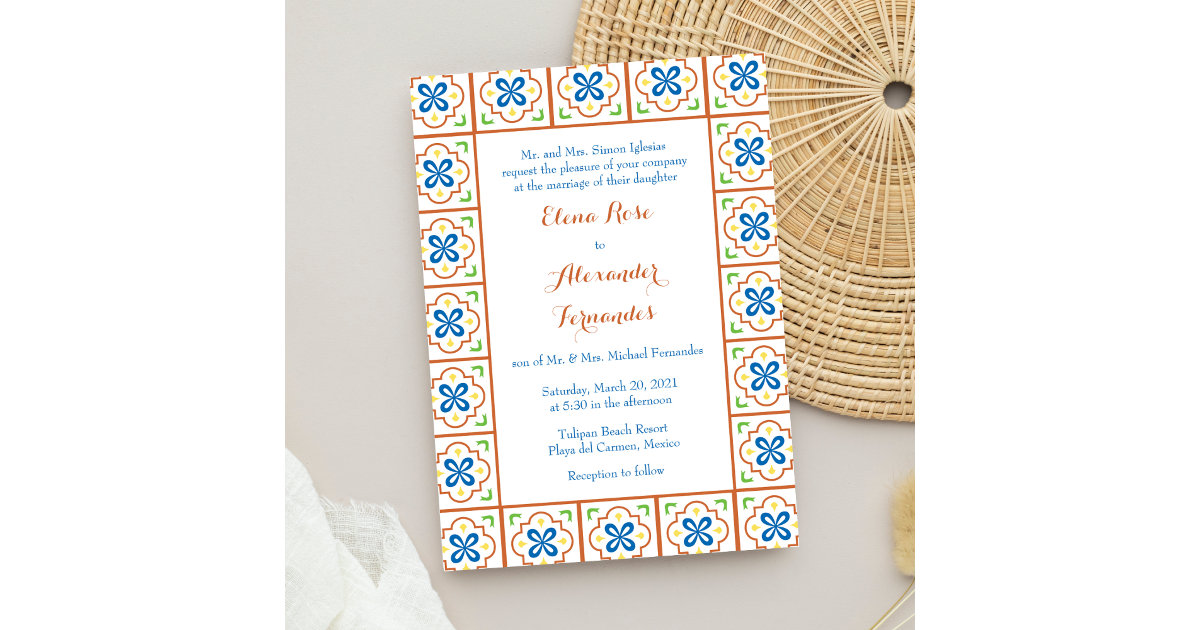 Talavera Spanish Tile Wedding Invitation | Zazzle