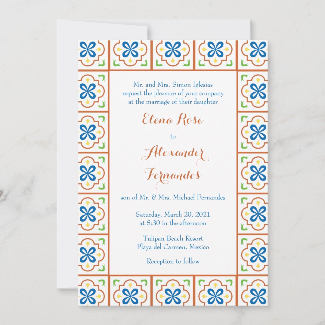 Talavera Spanish Tile Wedding Invitation | Zazzle