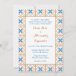 Talavera Spanish Tile Wedding Invitation | Zazzle
