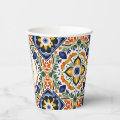 Talavera vintage Mexican wedding monogram printed Paper Cups | Zazzle