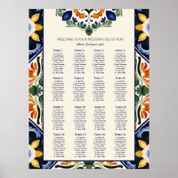 Talavera vintage Mexican wedding seating chart | Zazzle