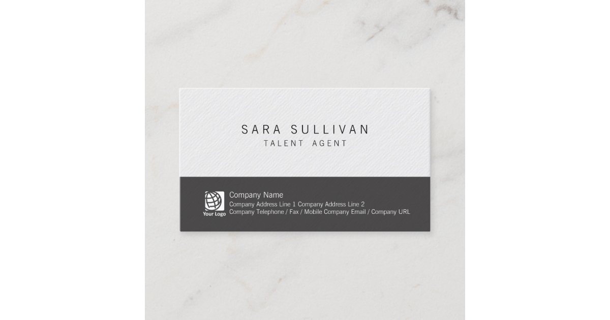 Talent Agent Entertainment Simple Black White Business Card | Zazzle