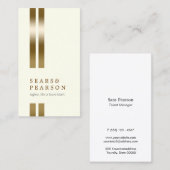 Talent Manager Double Gold Stripe Elegant White Business Card | Zazzle