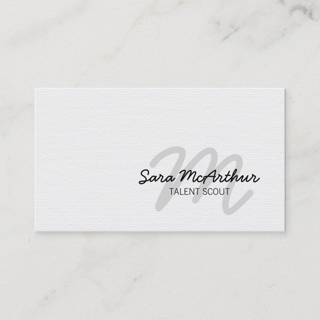 Talent Scout Cursive Monogram Business Card | Zazzle