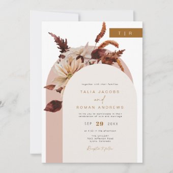 TALIA Bohemian Terracotta Fall Arch Wedding Invitation | Zazzle