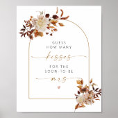 TALIA Boho Fall How Many Kisses Bridal Shower Poster | Zazzle
