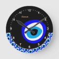 Talisman & Evil Eye Amulet, Turkish / Arabic Round Clock | Zazzle