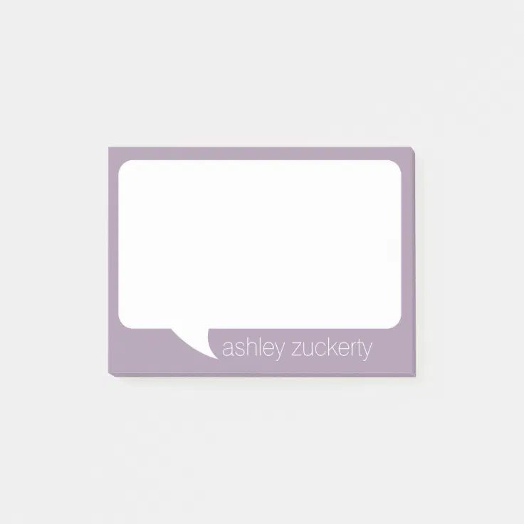 Talk Bubble Custom Name and PICK purple color Post-it Notes | Zazzle