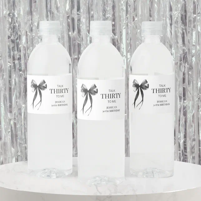 Talk Thirty to Me 30th Birthday Minimalist Water Bottle Label | Zazzle