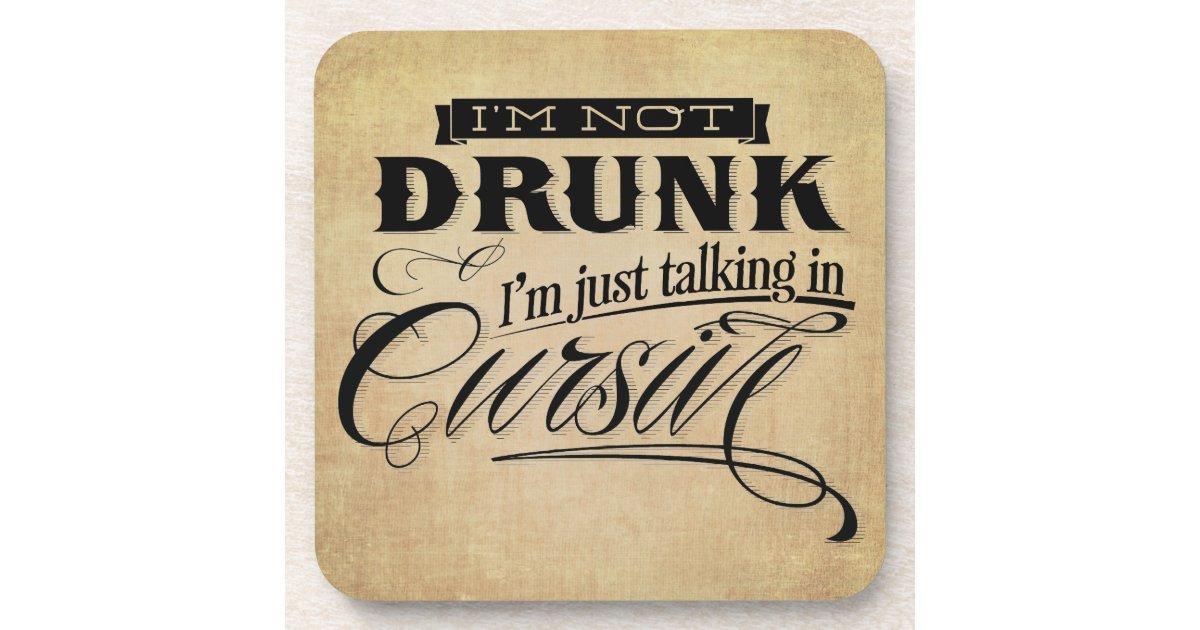 Talking In Cursive Cork Coaster | Zazzle