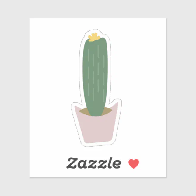 Tall Cactus Potted Botanical Cacti Sticker | Zazzle