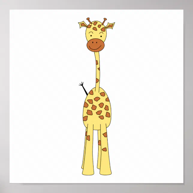 Tall Cute Giraffe. Cartoon Animal. Poster | Zazzle