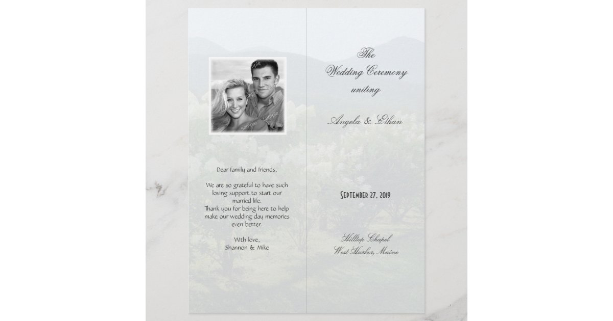 Tall, Folded Scenic Background Wedding Program | Zazzle