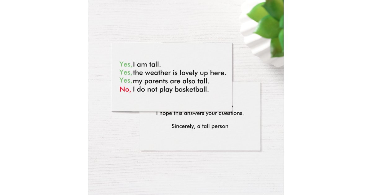Tall person business cards | Zazzle.com