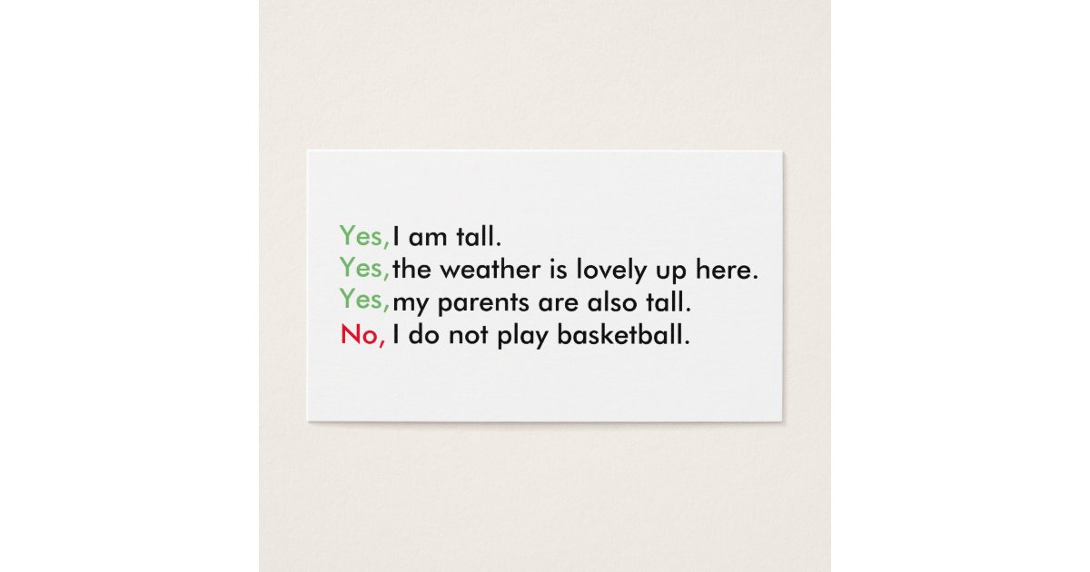 Tall person business cards | Zazzle.com