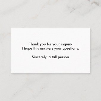 Tall person business cards | Zazzle