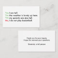 Tall person business cards | Zazzle