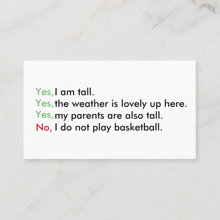 Tall person business cards | Zazzle