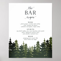 Tall Pines Wedding Bar Menu Sign | Zazzle