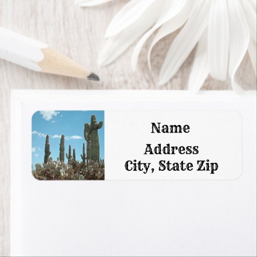 Tall Saguaro Cactus Desert Themed Address Label | Zazzle
