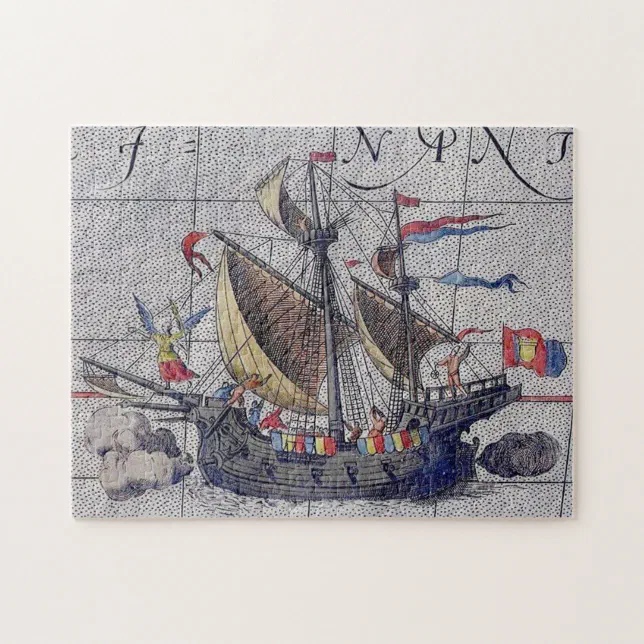 Tall Ship and Map of Pacific Ocean Jigsaw Puzzle | Zazzle