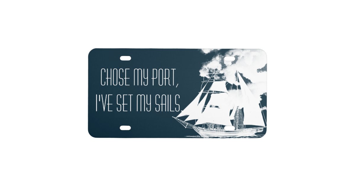 Tall Ship & Clouds Nautical License Plate | Zazzle