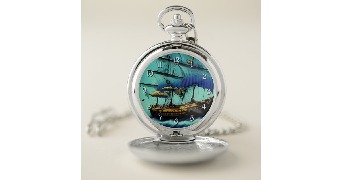 Tall Ship Nautical Pocket Watch | Zazzle