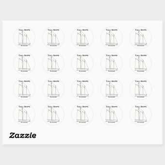 Tall Ships Gaff-Rigged Schooner (sail plan) Classic Round Sticker | Zazzle