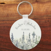Tall Timber Watercolor Evergreen Trees Keychain | Zazzle