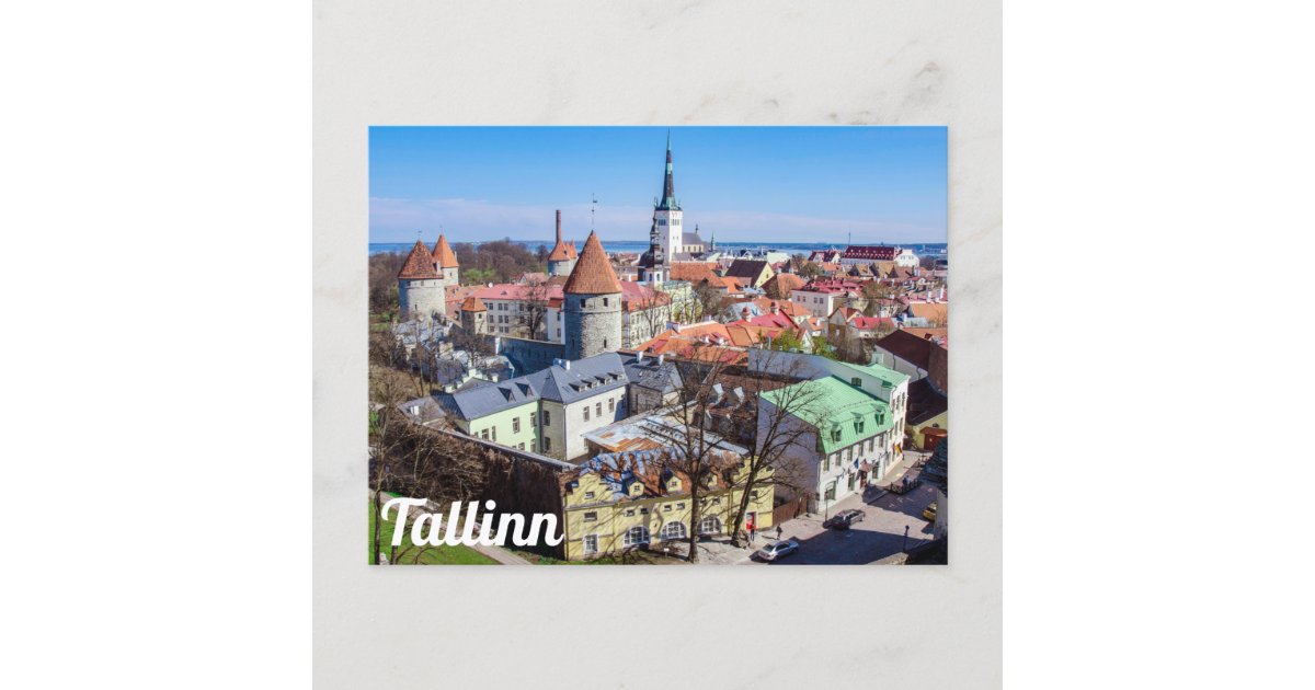 Tallinn downtown aerial view postcard | Zazzle