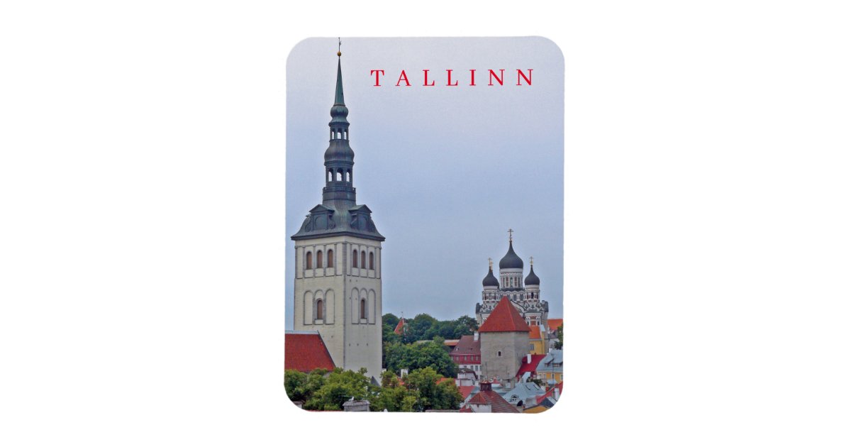Tallinn tower and cathedral fridge magnet | Zazzle