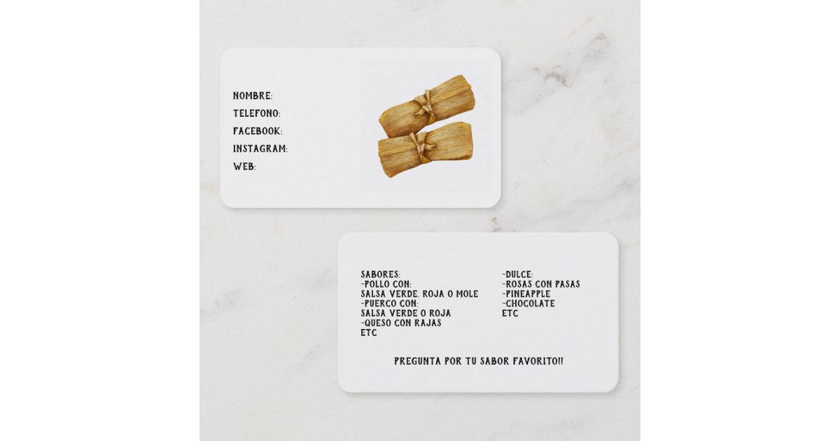 Tamales Business Card | Zazzle