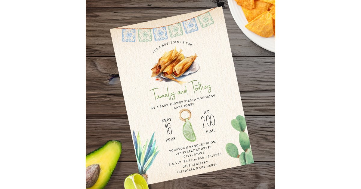 Tamales & Teethers Boy Baby Shower Fiesta Invitation | Zazzle