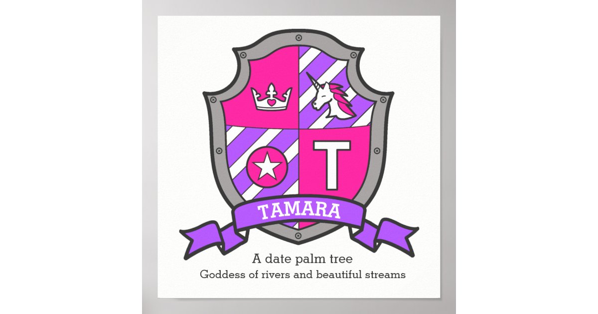 Tamara name meaning heraldry crest unicorn poster | Zazzle