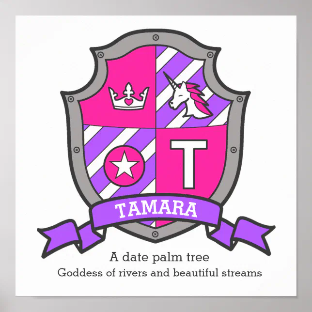 Tamara name meaning heraldry crest unicorn poster | Zazzle