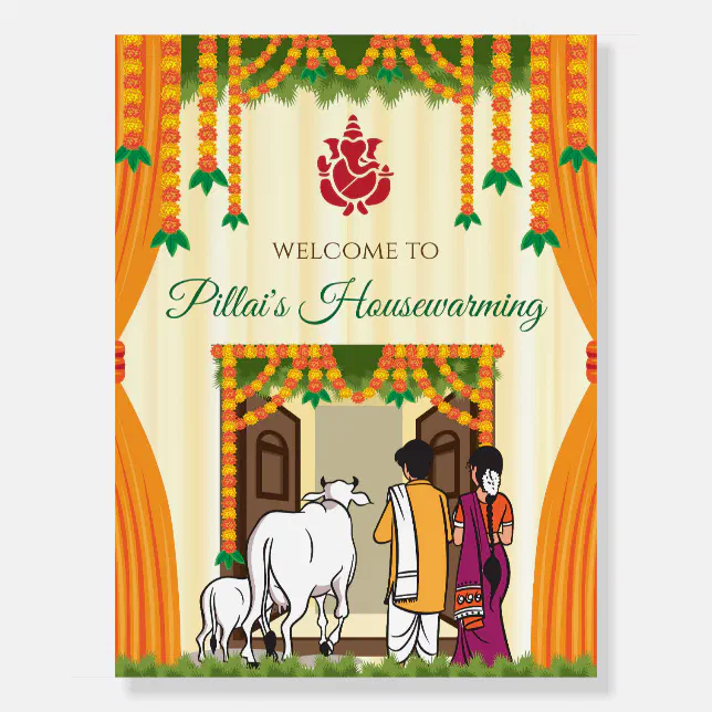 Tamil housewarming welcome sign Telugu signs | Zazzle