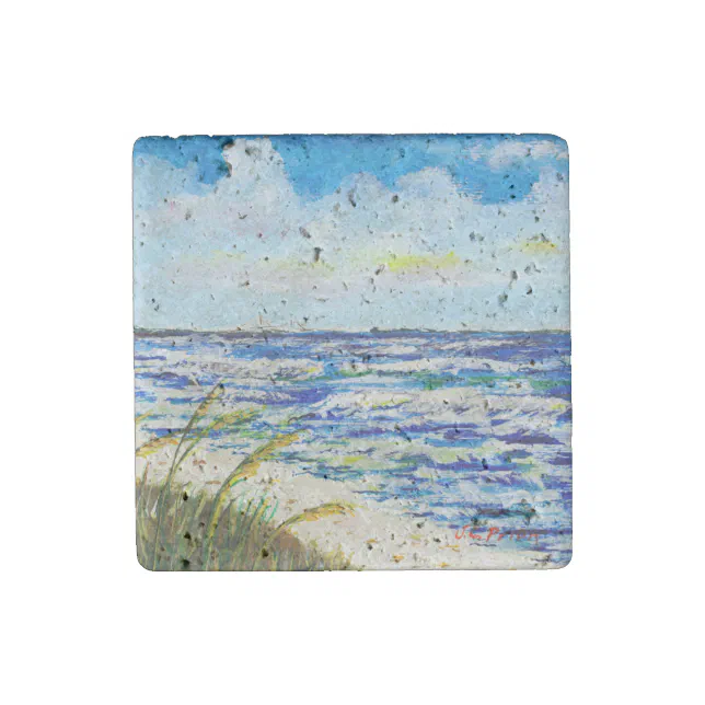 Tampa Bay Florida Beach Sunshine Skyway Bridge Stone Magnet | Zazzle