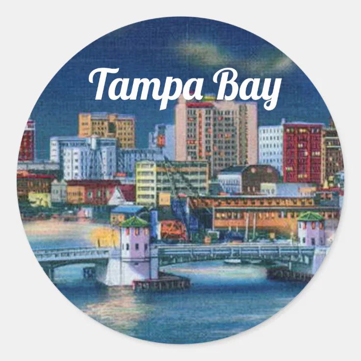 Tampa Bay vintage scene Classic Round Sticker | Zazzle