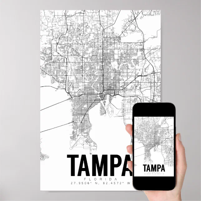 Tampa Florida Minimalist Map Art Poster | Zazzle