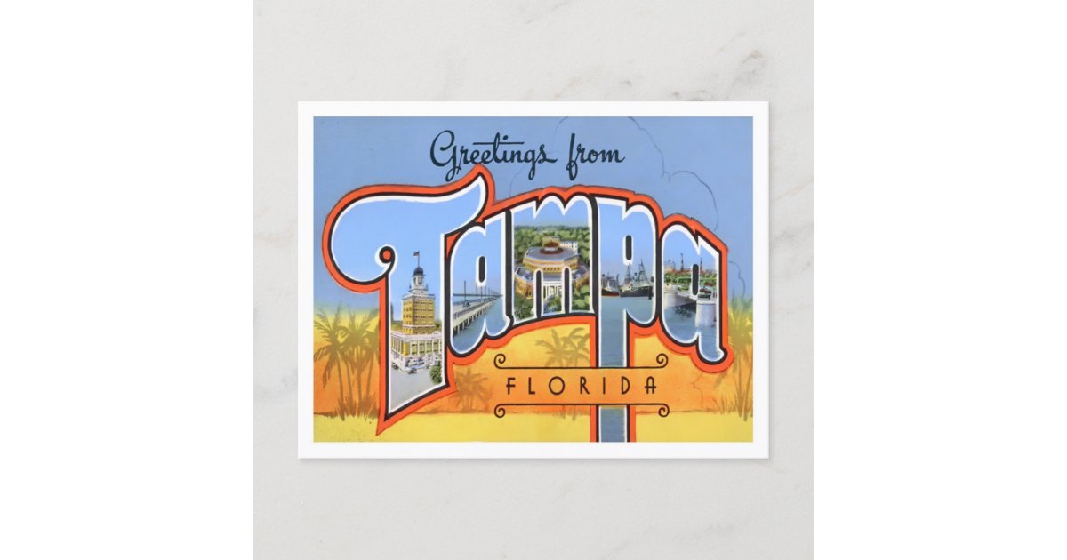 Tampa, Florida Vintage Big Letters Postcard | Zazzle