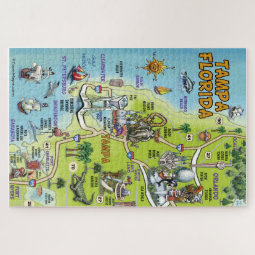 Tampa Orlando Florida Fun Map Jigsaw Puzzle | Zazzle