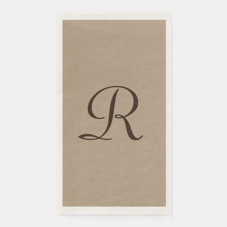 Tan and Brown Monogrammed Minimalist Neutral Color Paper Guest Towels ...