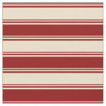 Tan & Dark Red Lined Pattern Fabric | Zazzle