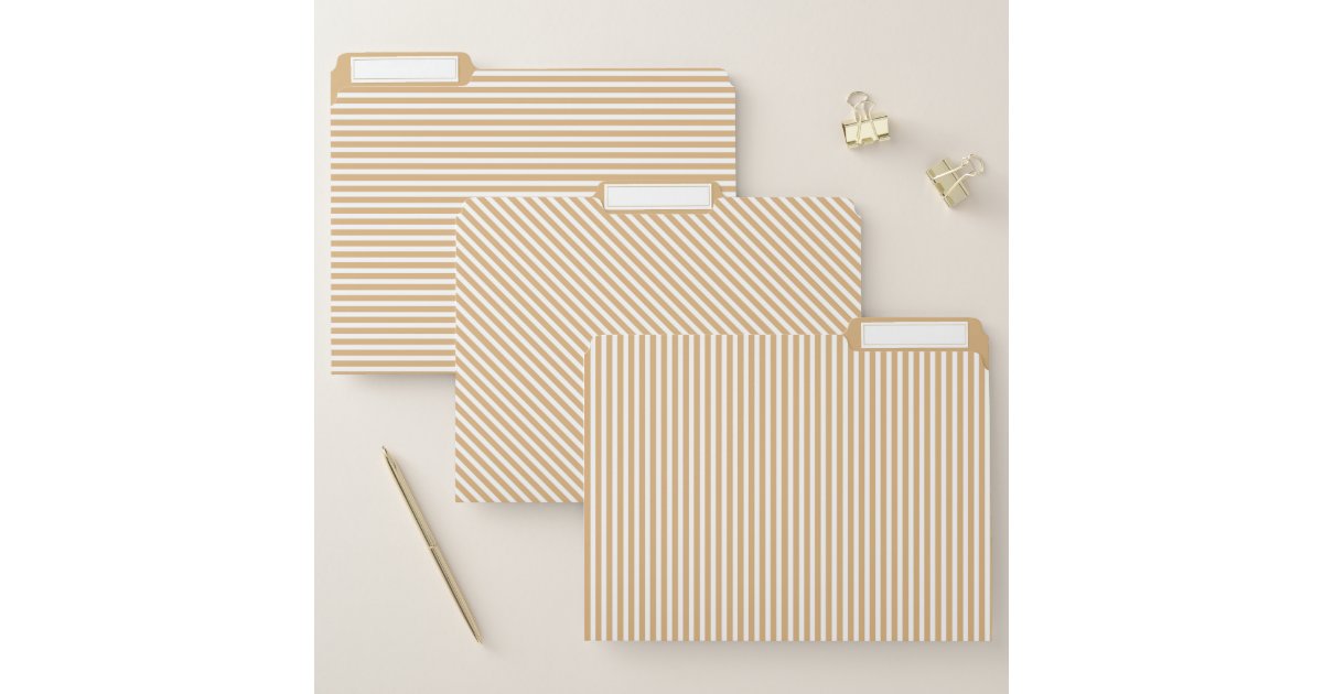 Tan and White Striped File Folder | Zazzle