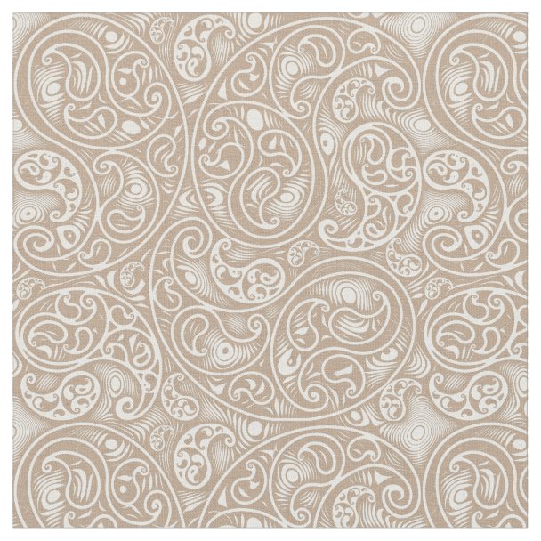 White And Tan Paisley Pattern Fabric | Zazzle.com