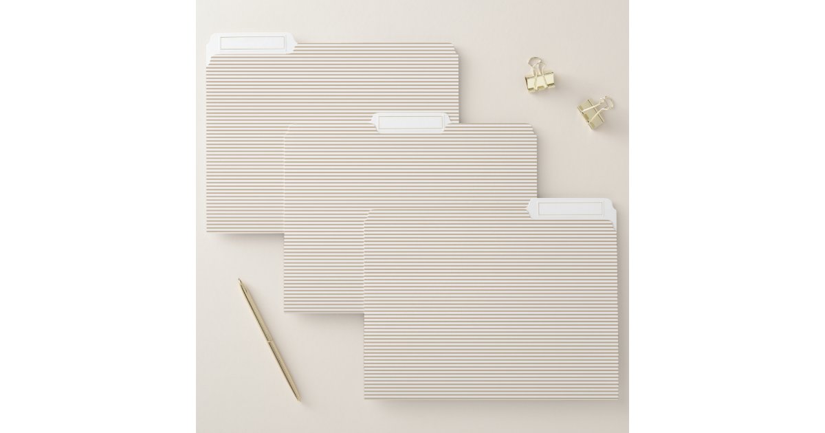 Tan Beige Stripe File Folders | Zazzle