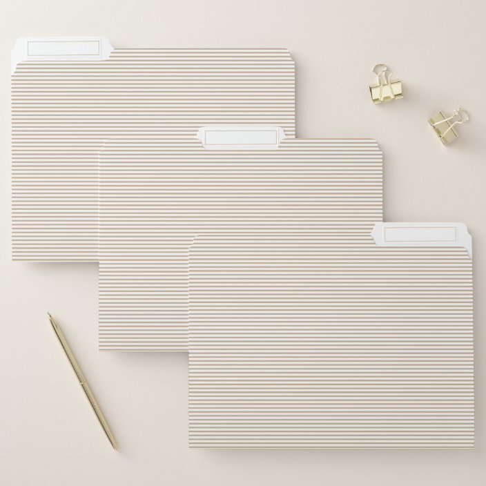 Tan Beige Stripe File Folders | Zazzle.com