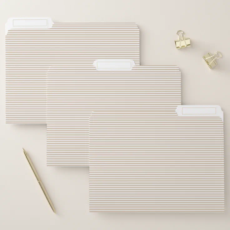 Tan Beige Stripe File Folders | Zazzle