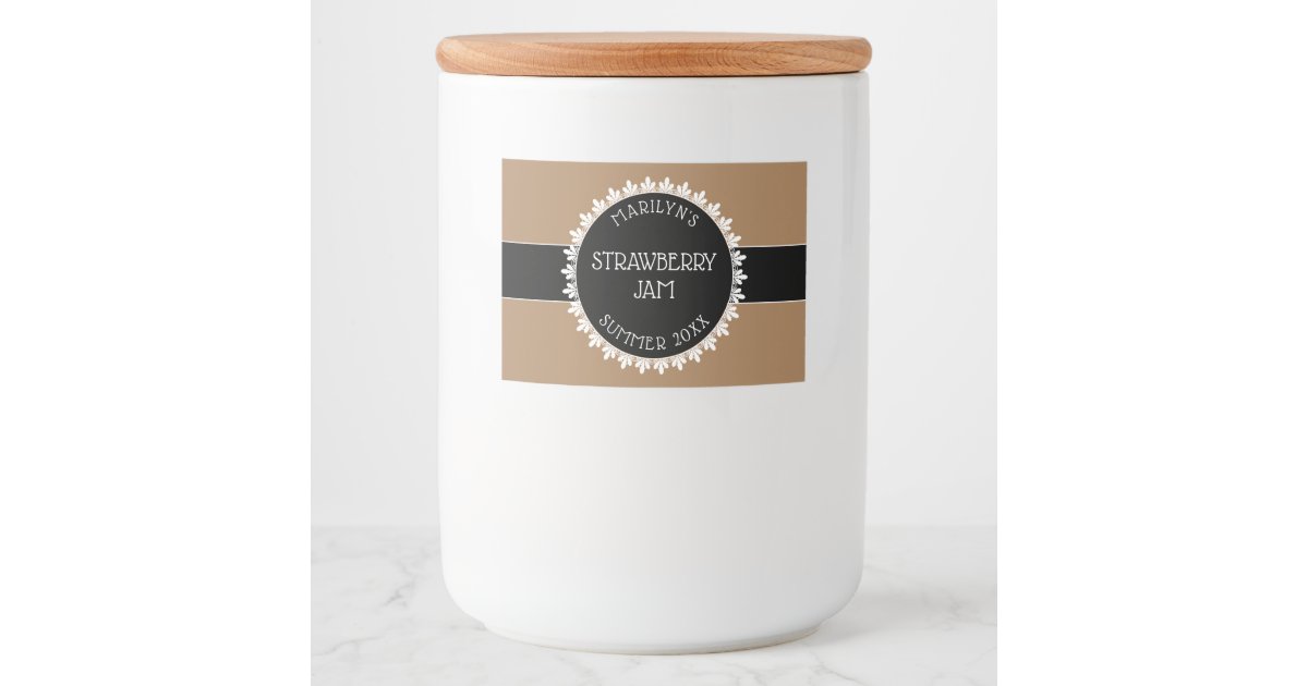 Tan, Black and White Canning Label | Zazzle